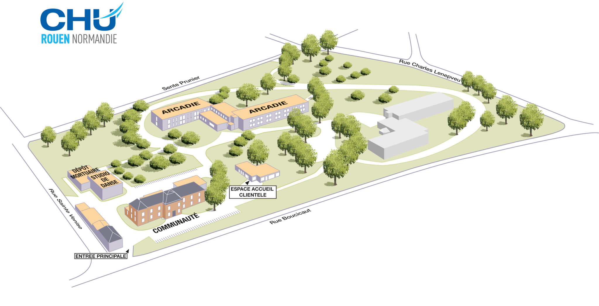 Plan du CHU Saint-Julien (Le Petit-Quevilly)